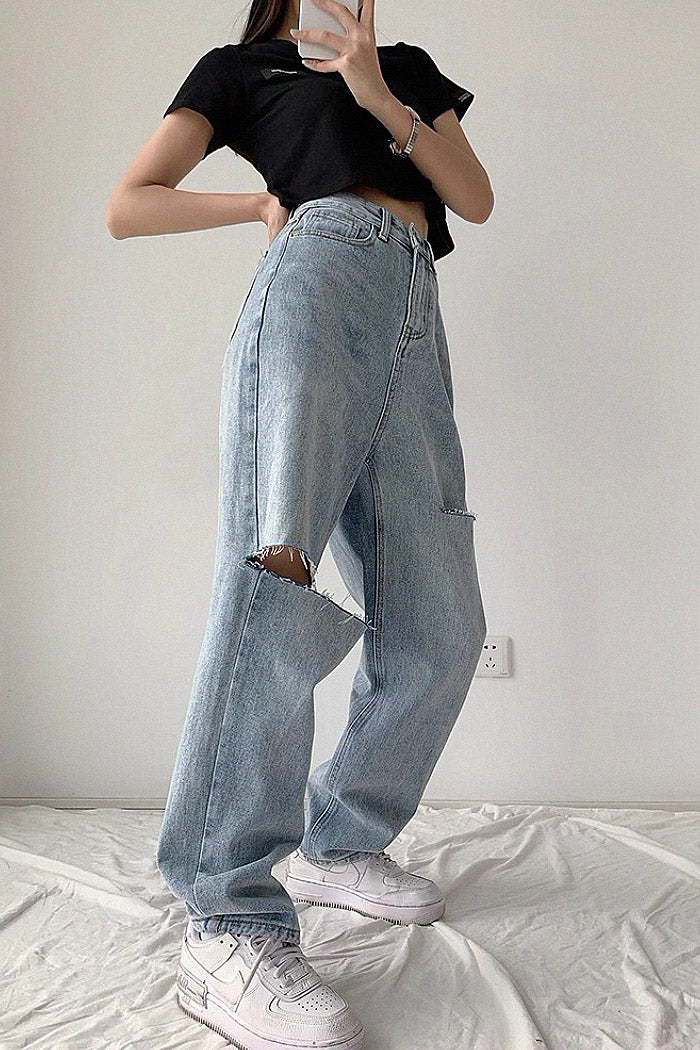 high waist ripped loose jeans – Uncut-Trends