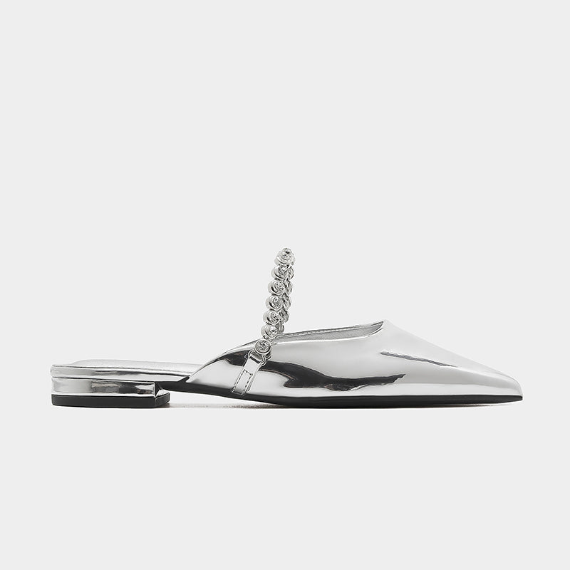 Low heel metallic-coated mules – Uncut-Trends