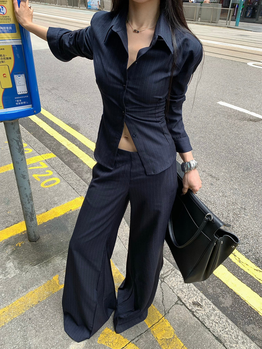 striped bell-bottom suit – Uncut-Trends