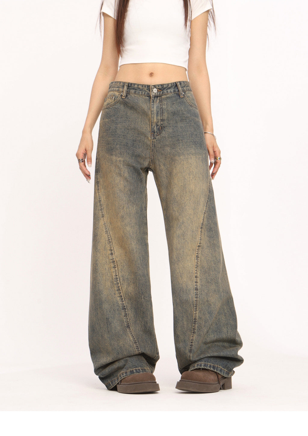 Mud washed wide-leg jeans – Uncut-Trends
