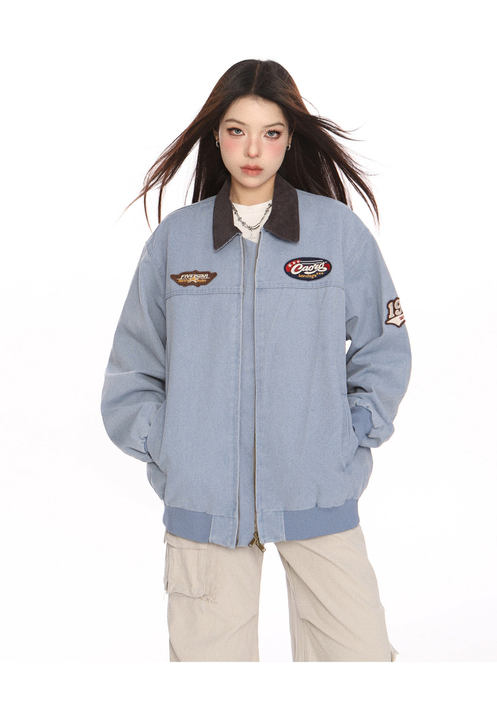 Washed denim baseball jacket – Uncut-Trends