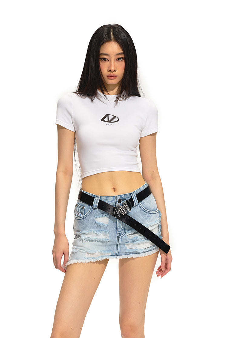 [NAWS] Slim Metal Button Design top – Uncut-Trends