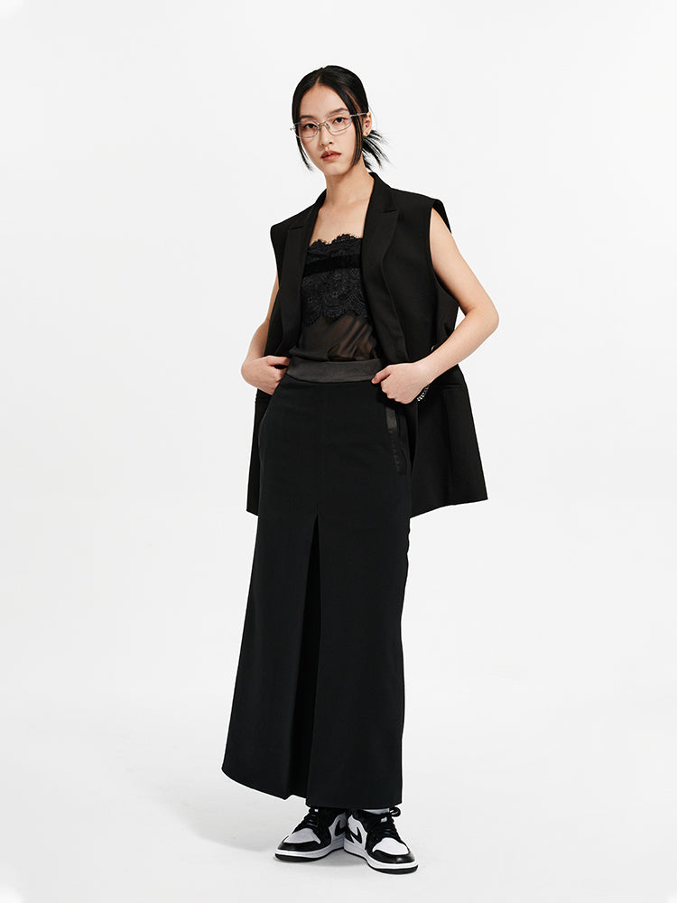 [UNAWARES] Slit Hemline Suit Vest – Uncut-Trends