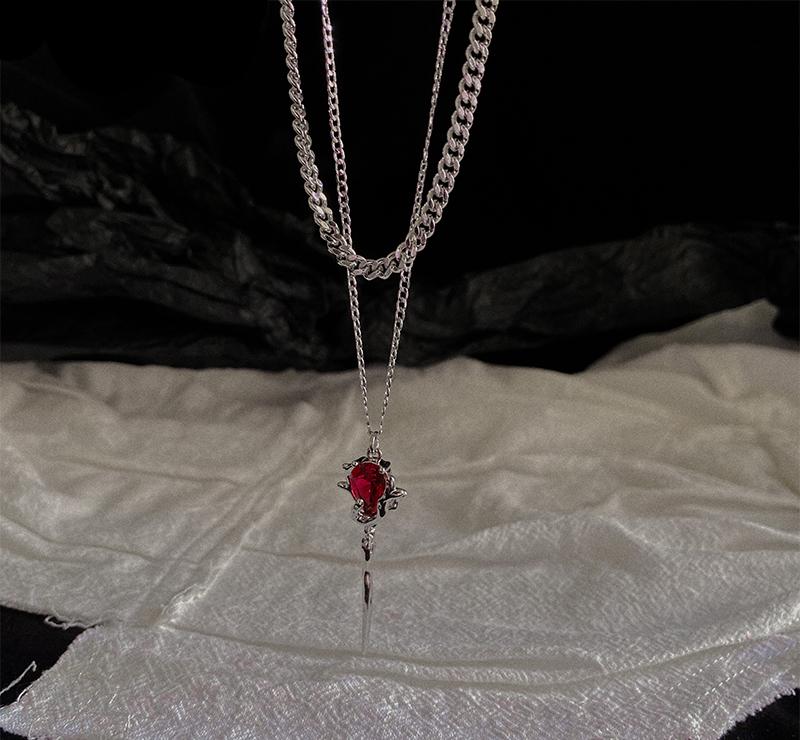 dark vampire bloody rose double chain necklace – Uncut-Trends