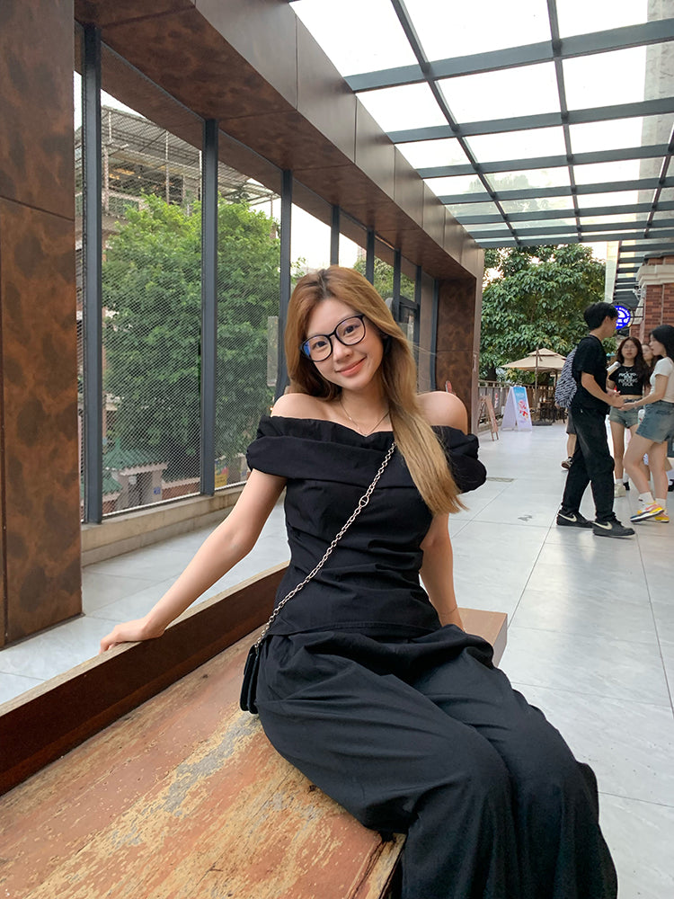 black off-shoulder suit – Uncut-Trends
