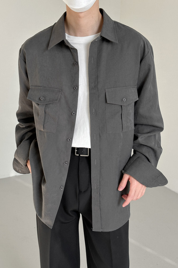 retro casual brushed texture shacket – Uncut-Trends