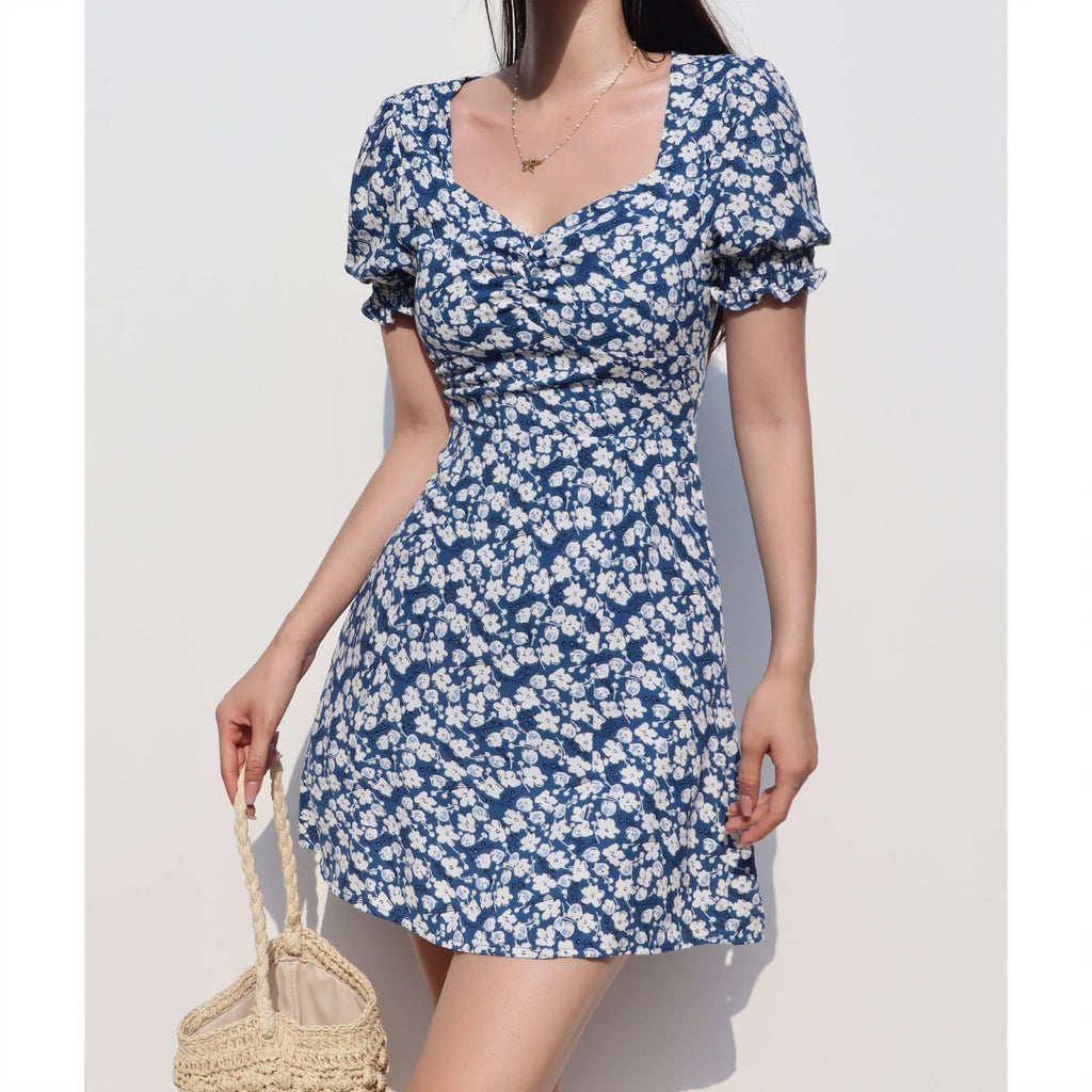 French Blue floral dress – Uncut-Trends